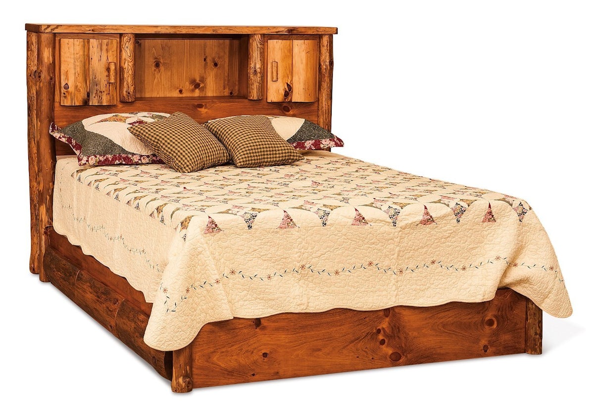 Amish Made Rustic Log Bookcase Bed | Quality Log Bedroom Furniture