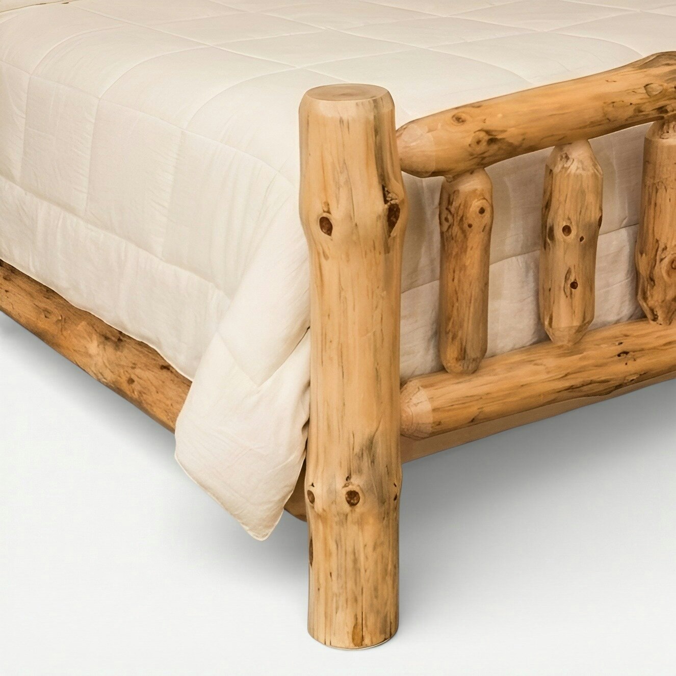 Quick-Ship Rustic Log Bed Frame | Amish Handcrafted Log Bedroom