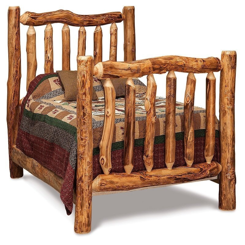 Quick-Ship Rustic Log Bed Frame | Amish Handcrafted Log Bedroom