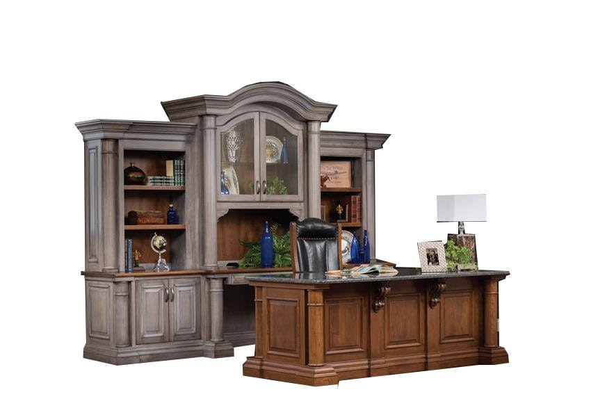 3-Piece Office Set with Desk, Credenza and Hutch | DutchCrafters