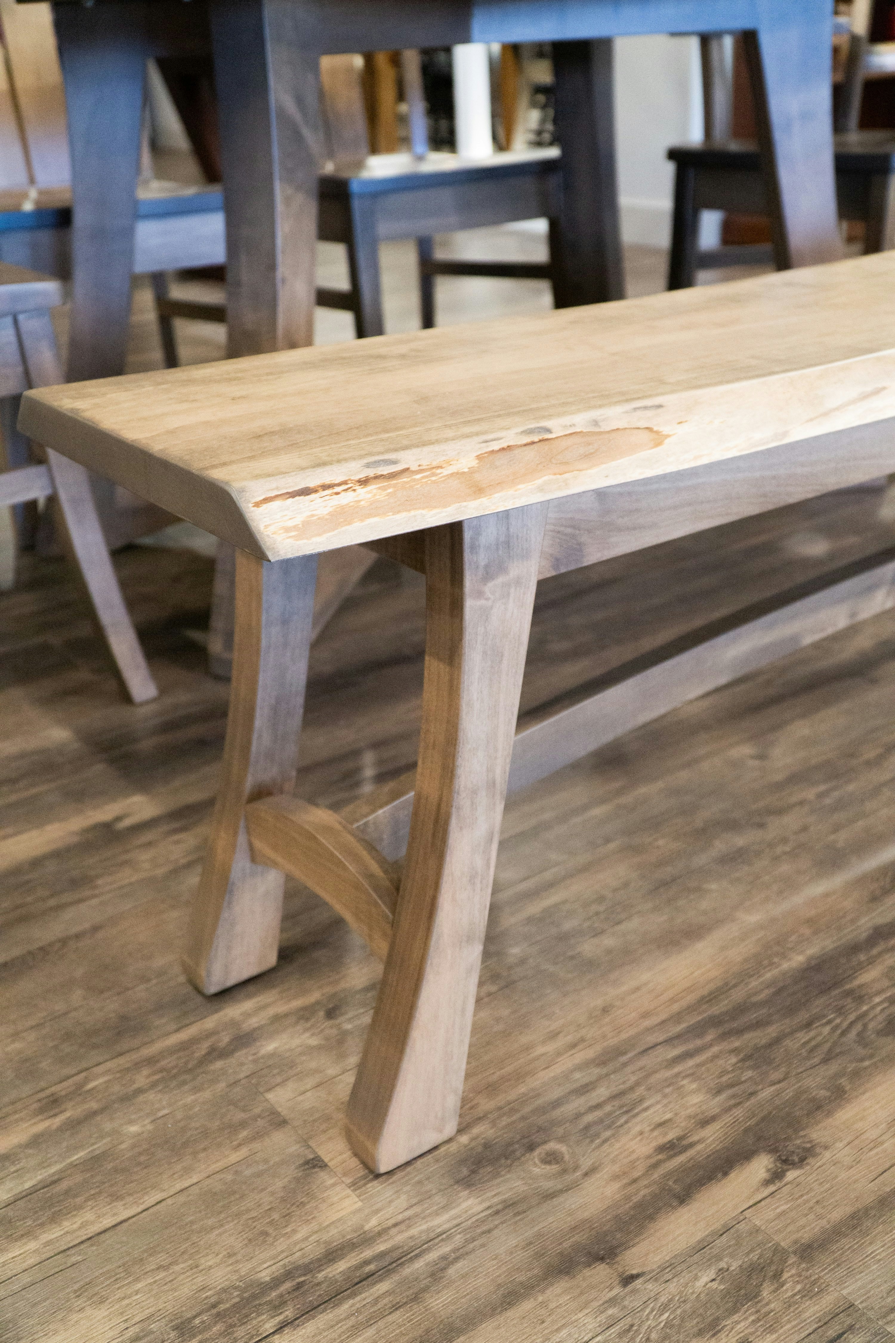 Contemporary Backless Bench with Live Edge - Amish Handcrafted