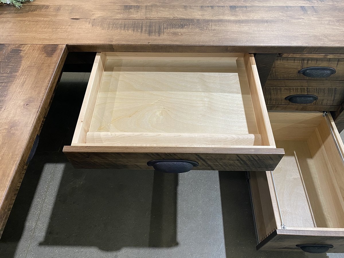 Santa Fe L-Shaped Desk with Optional Lift Top or Hutch from