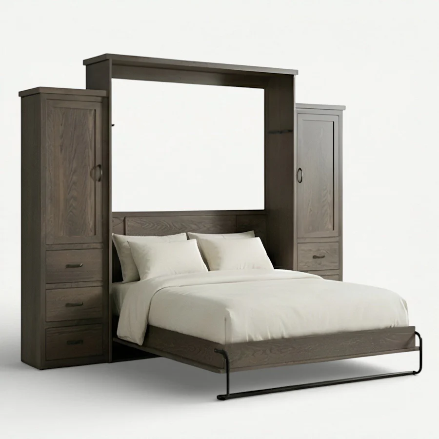 Hardwood Murphy Bed with Optional Side Cabinets from DutchCrafters