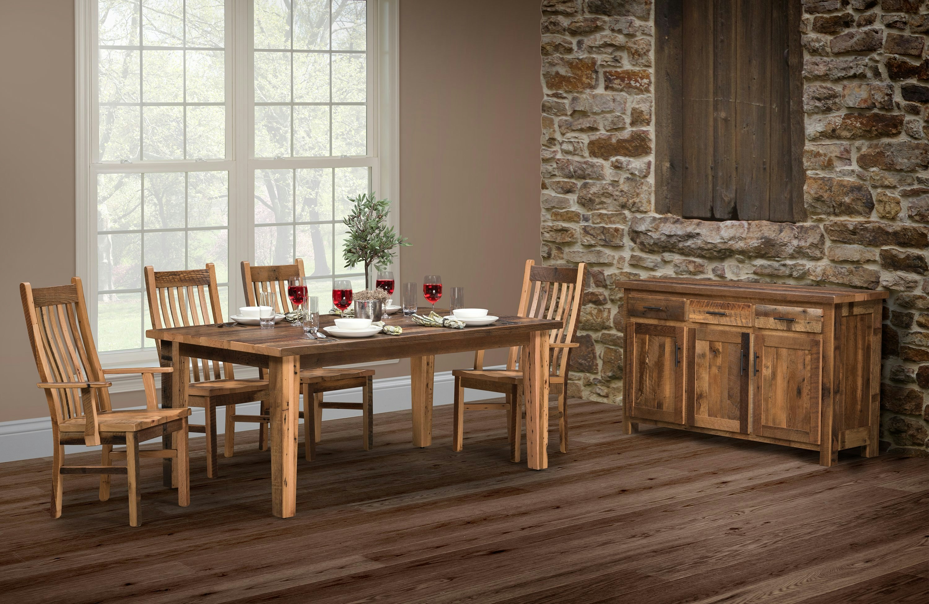 Edinburgh Barnwood Dining Set from DutchCrafters Amish Furniture