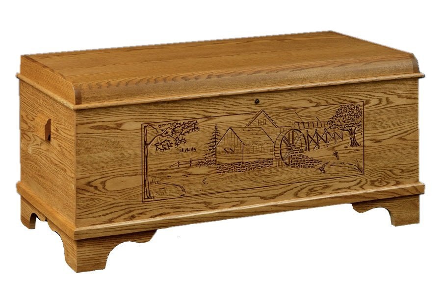 Amish Red Oak Waterfall Hope Chest from DutchCrafters Amish Furniture