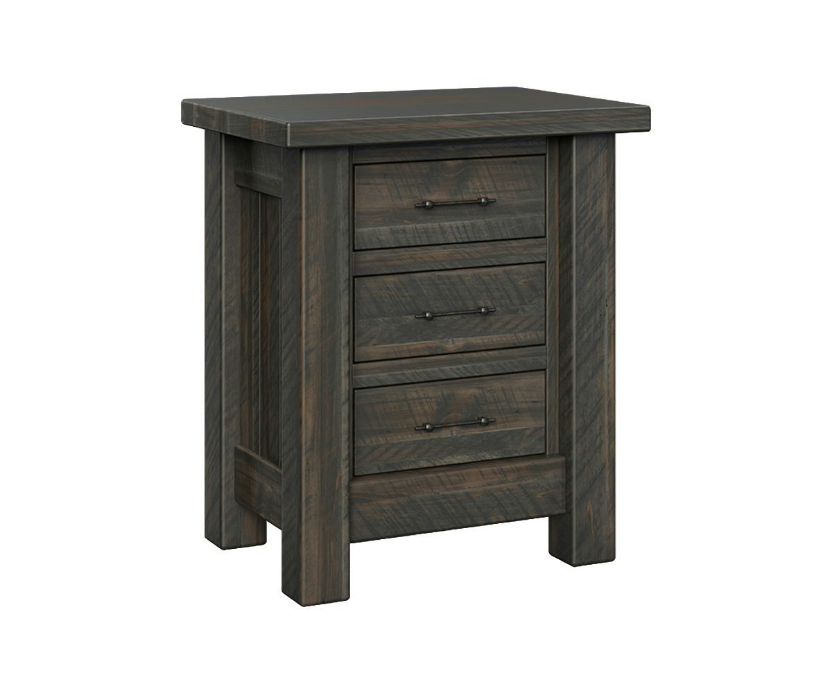 Custom Rustic Wood 3-Drawer Nightstand - Quick Ship from