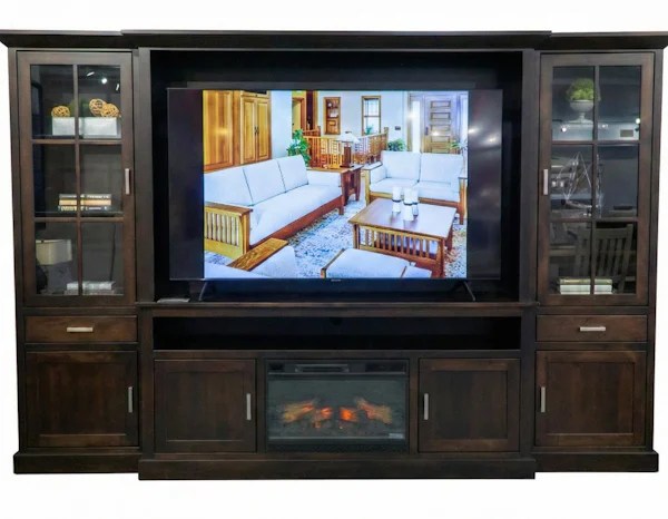 Large Electric Fireplace Entertainment Center | Amish Custom Wall