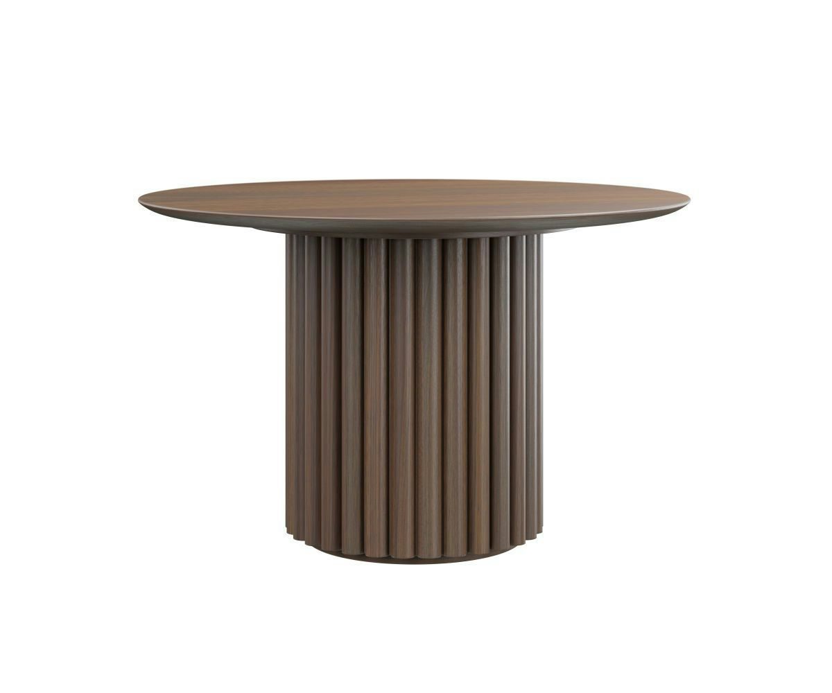 Mid-Century Reeded Round Dining Table from DutchCrafters Amish