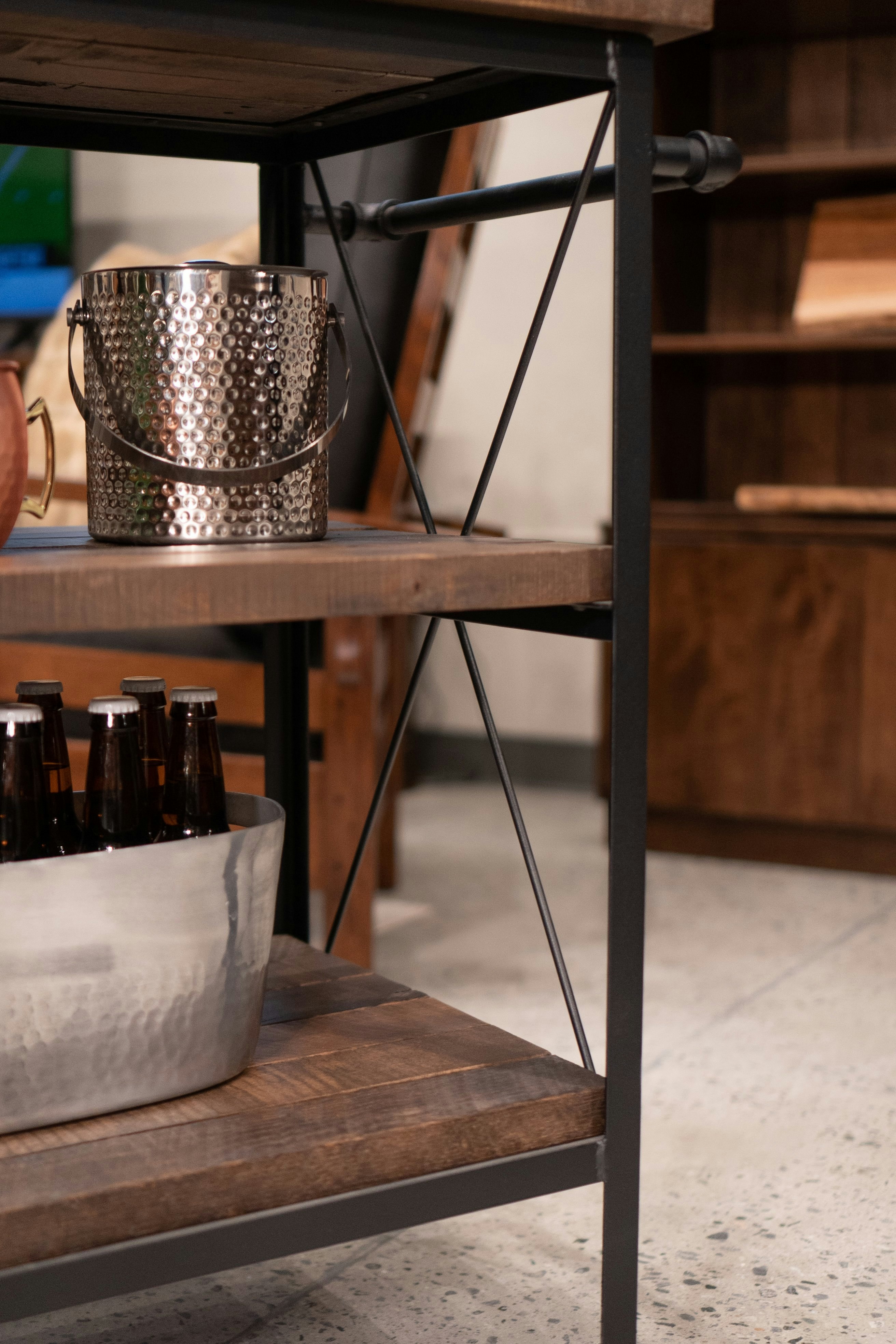 Rustic Reclaimed Wood Rolling Tea Cart from DutchCrafters Amish