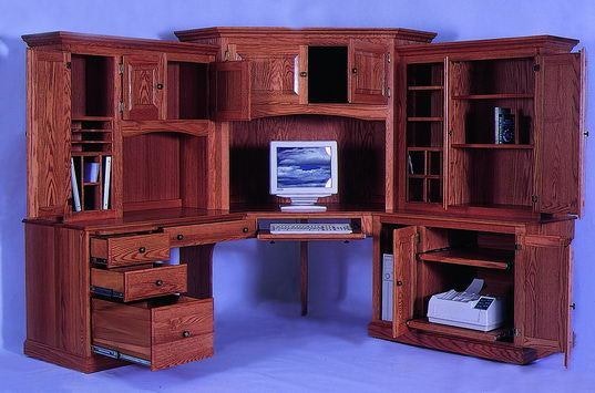 6-piece Deluxe Corner Computer Center From DutchCrafters Amish