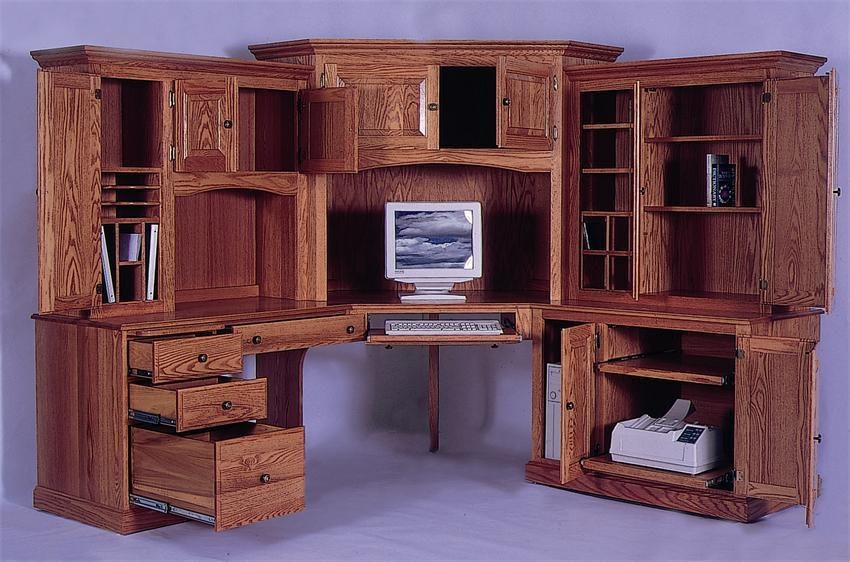 6-piece Deluxe Corner Computer Center From DutchCrafters Amish