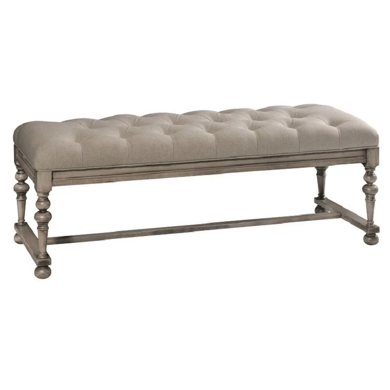 Modern Farmhouse Tufted Bench with Wood Legs | Amish Made