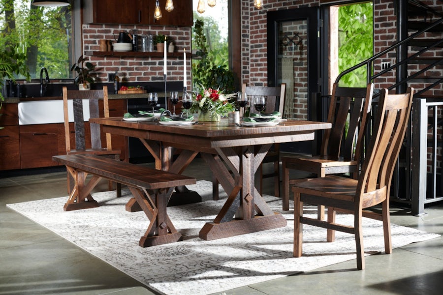 Stretford Reclaimed Barnwood Dining Set - Quick Ship from