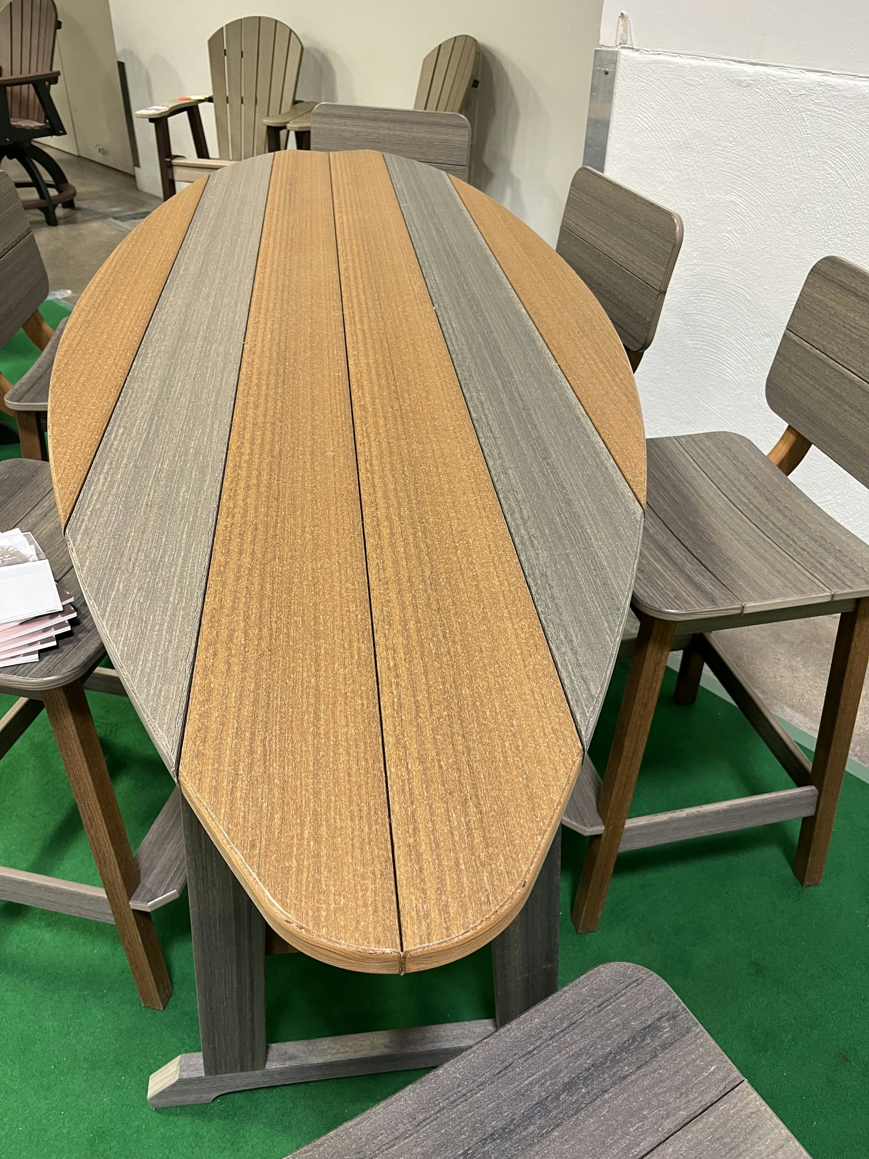 Amish Poly Outdoor Surf Board Table Set - Custom Patio Furniture