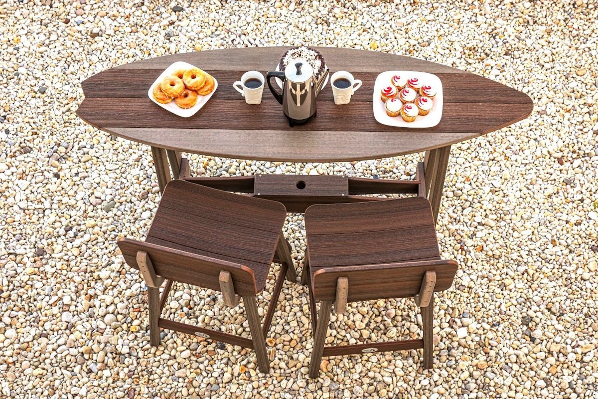 Amish Poly Outdoor Surf Board Table Set - Custom Patio Furniture