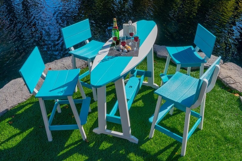 Amish Poly Outdoor Surf Board Table Set - Custom Patio Furniture
