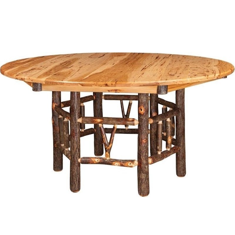 Rustic Hickory Round Dining Table | Amish Made Rustic Hickory