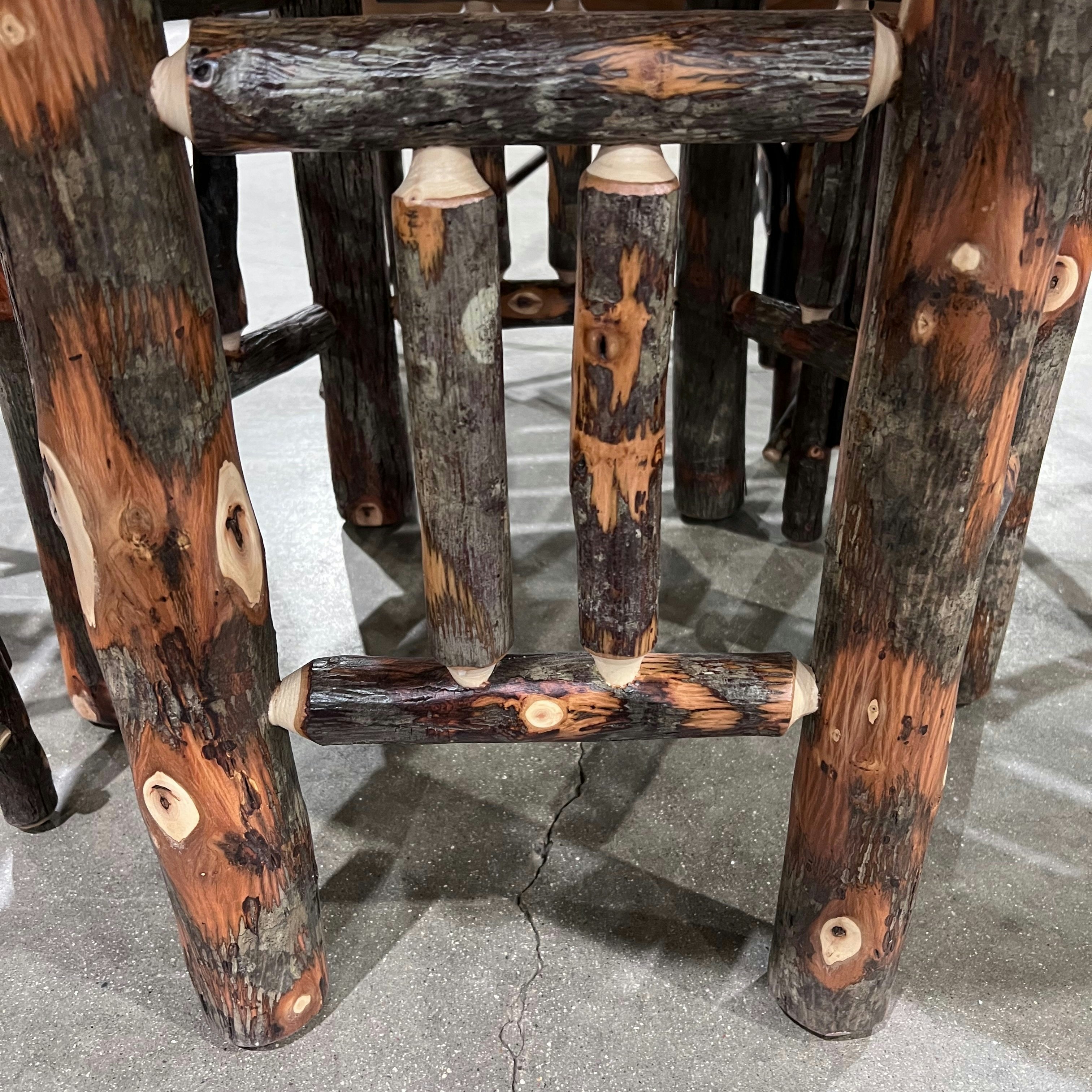 Rustic Hickory Round Dining Table | Amish Made Rustic Hickory