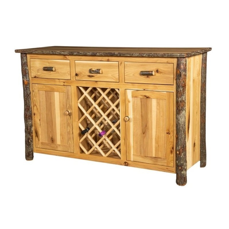 Rustic Hickory Sideboard with Wine Rack Option | DutchCrafters