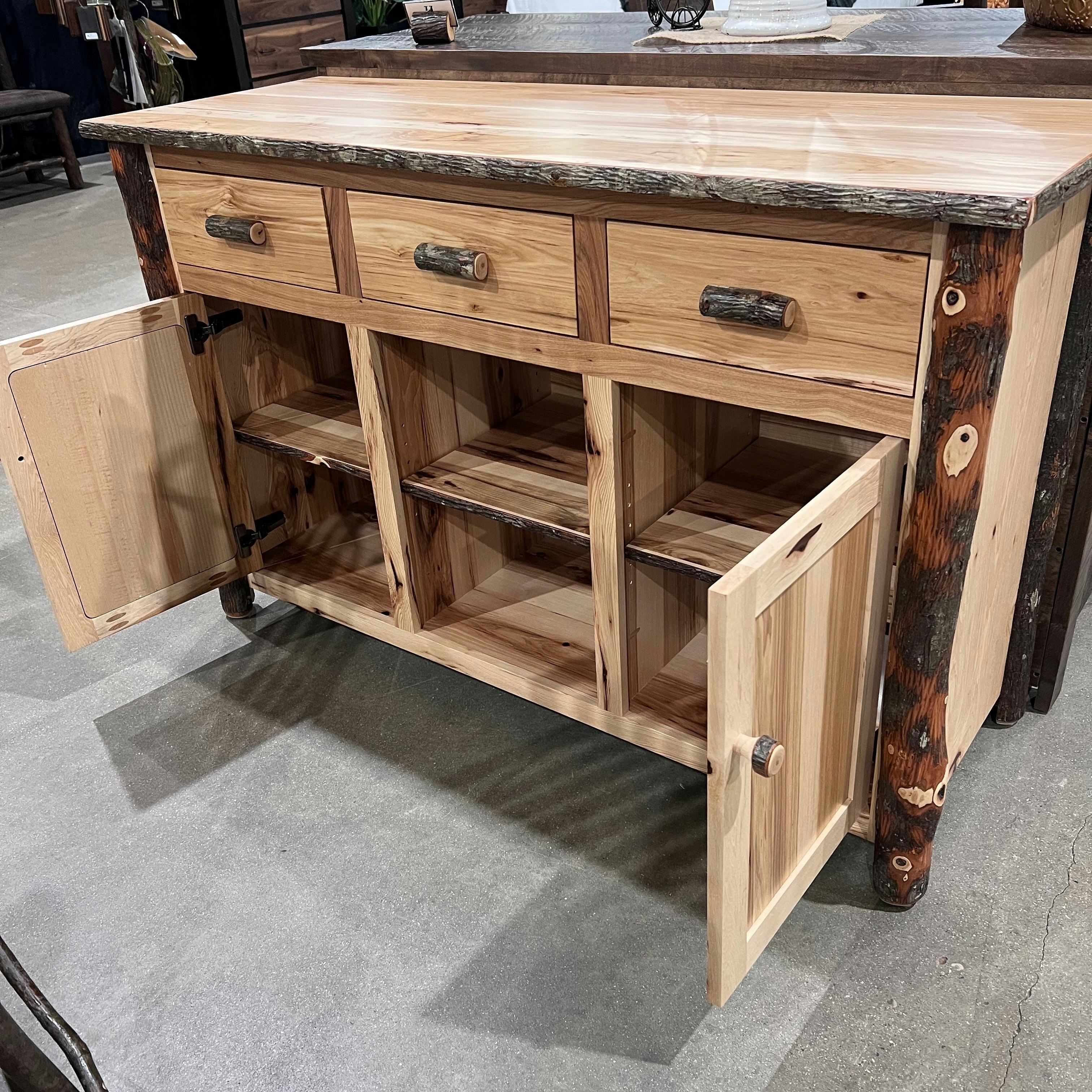 Rustic Hickory Sideboard with Wine Rack Option | DutchCrafters
