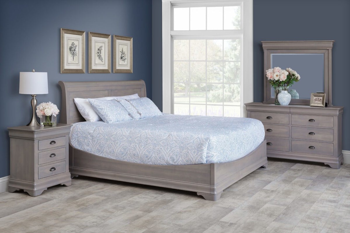 Amish Arleta Bedroom Set | Three Piece Solid Wood Sleigh Bed Set