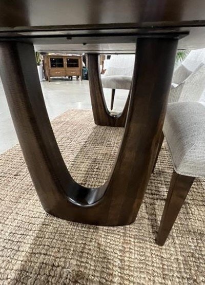 Modern Solid Top Table with Arched Trestle Base | Amish Made