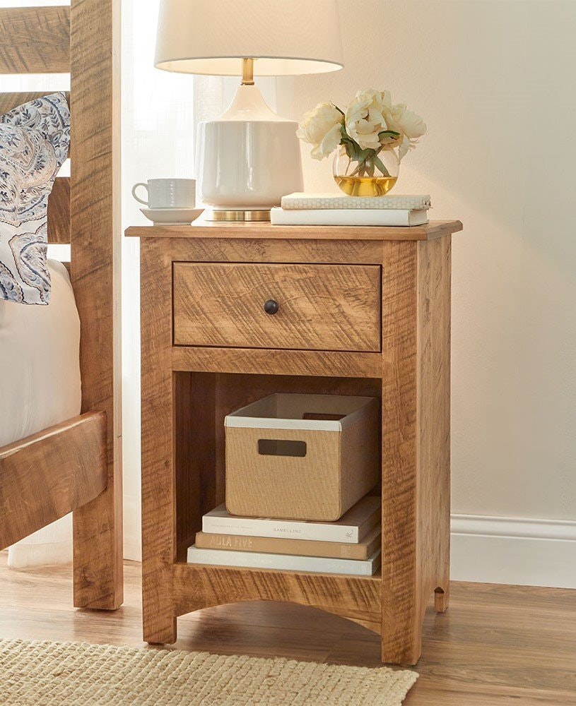 Minimalist Simple 1-Drawer Open Nightstand from DutchCrafters Amish