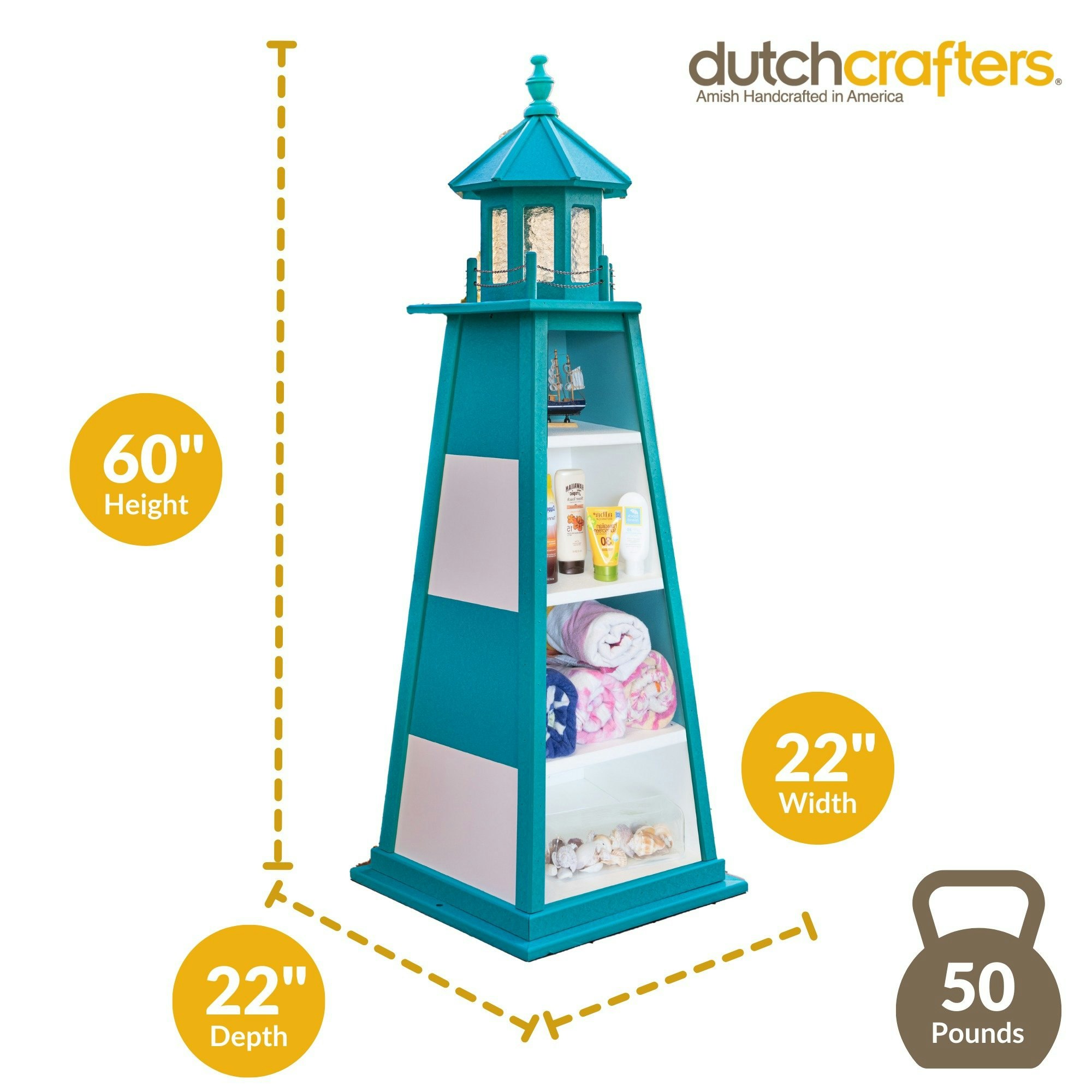 Poly 5 Foot Lighthouse Shelf from Dutchcrafters Amish Furniture