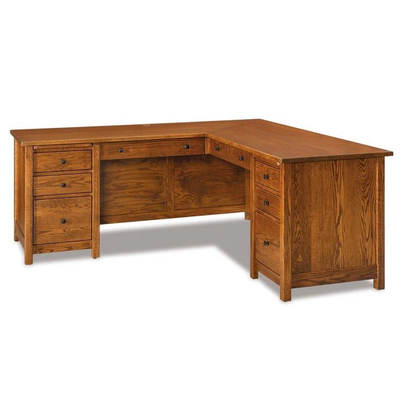Radiance Mission L Desk with Optional Hutch Top from DutchCrafters