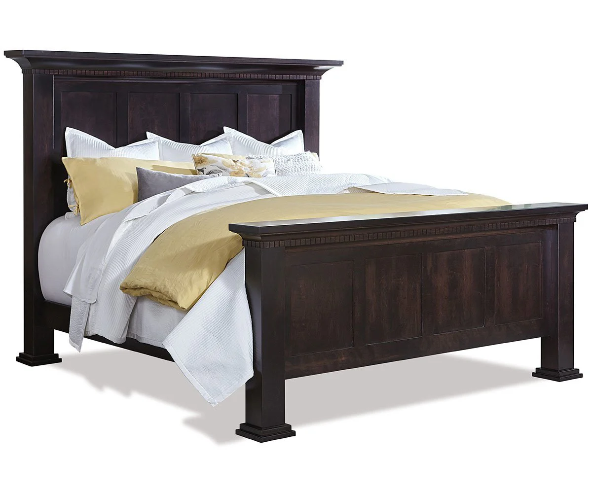 Shaker Panel Bed with Tall Headboard - Solid Wood Frame
