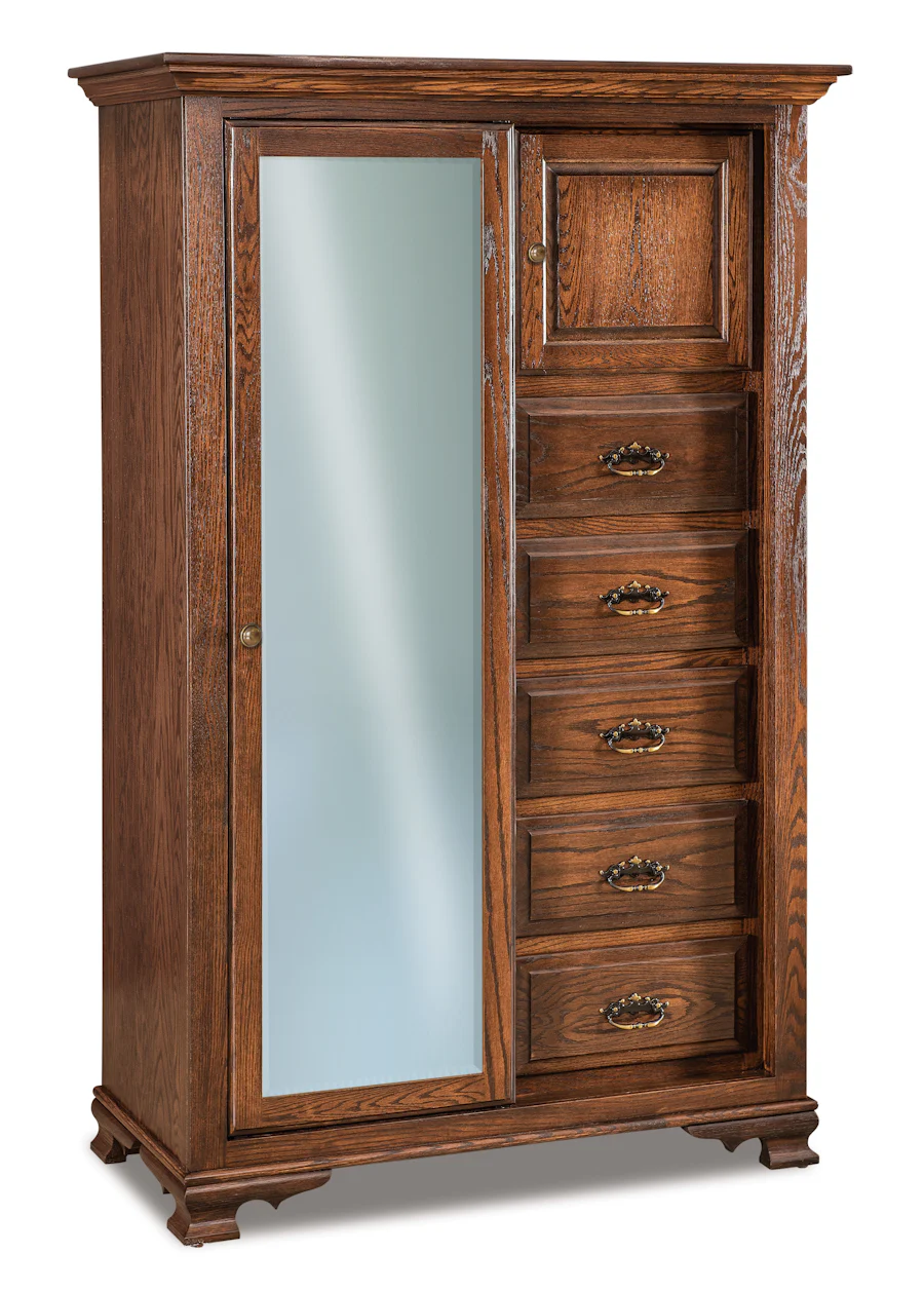 Solid Oak Wood Chifferobe from DutchCrafters Amish Furniture Store