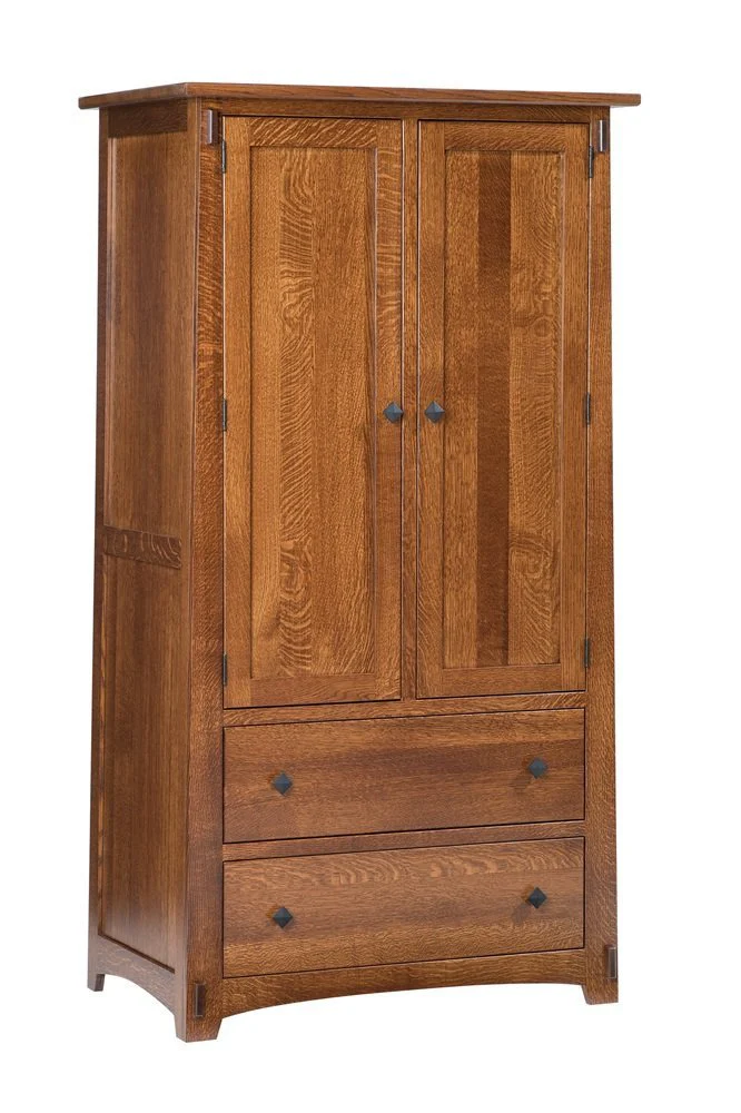 Shaker Style Tall Solid Wood Armoire with Drawers | DutchCrafters