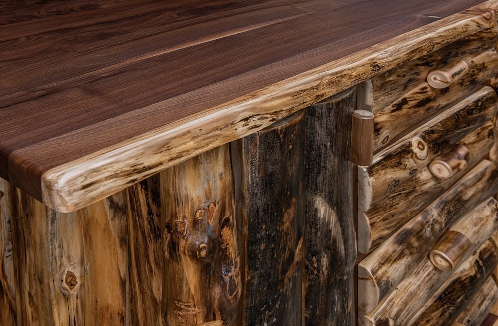 Unique Rustic Log Bar Cabinet | Amish Handcrafted Quality Furniture