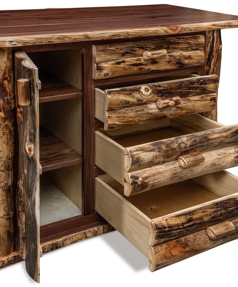Unique Rustic Log Bar Cabinet | Amish Handcrafted Quality Furniture