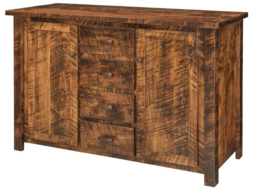 Rough-Cut Maple Wood Side Board with Storage | DutchCrafters