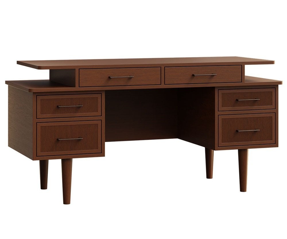 Harlow Modern Executive Desk with Open Shelving from DutchCrafters