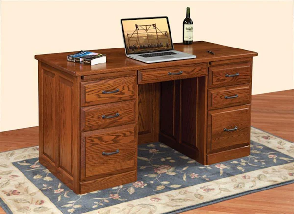 Amish Solid Wood Pedestal Desks for Home or Office | DutchCrafters