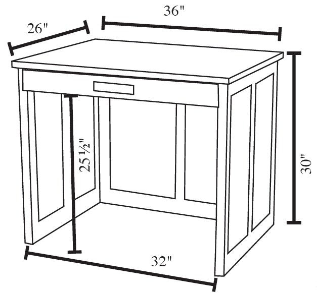 Flat Top Computer Desk 36" with Raised Panel Back from DutchCrafters